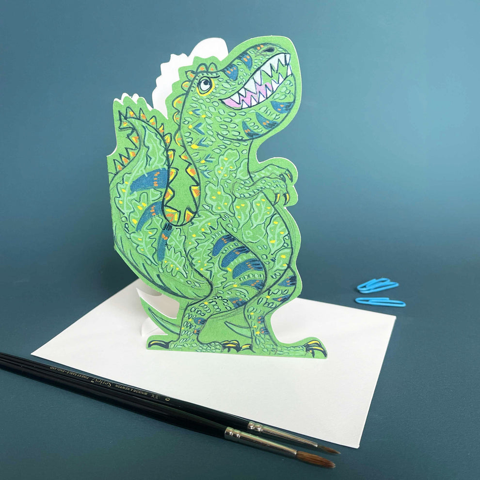 Tyrannosaurus Rex- Die Cut Greetings Card – The DM Collection